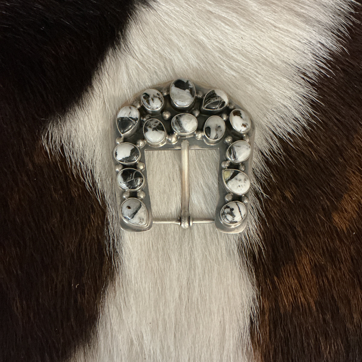 Sterling Silver w/White Buffalo Belt Buckle — Heritage Horseman Supply